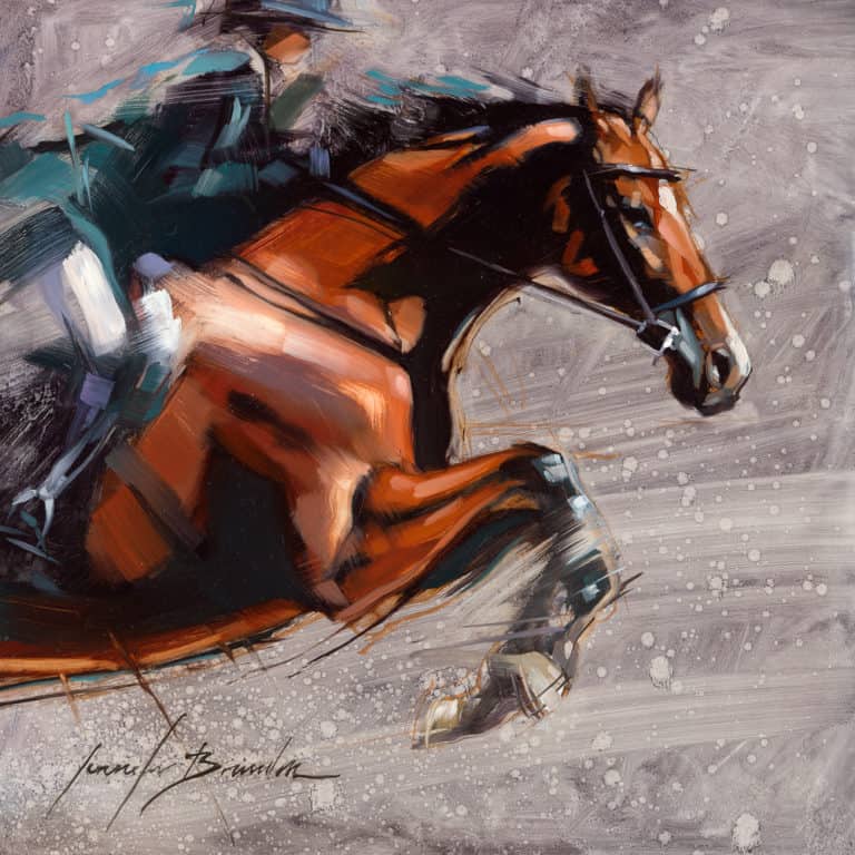 Bay Horse Jumping Art Print | Jen Brandon Studio