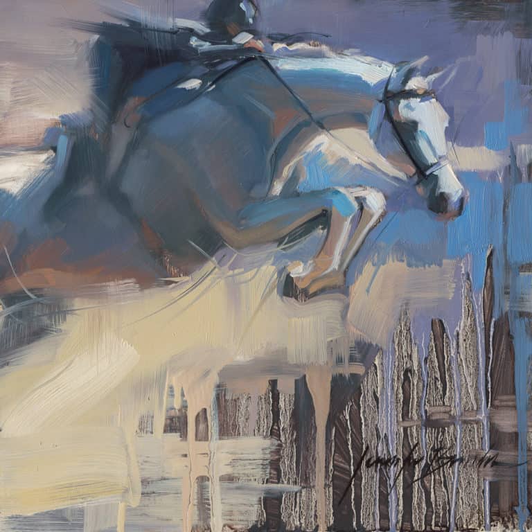 White Horse Jumping Art Print | Jen Brandon Studio