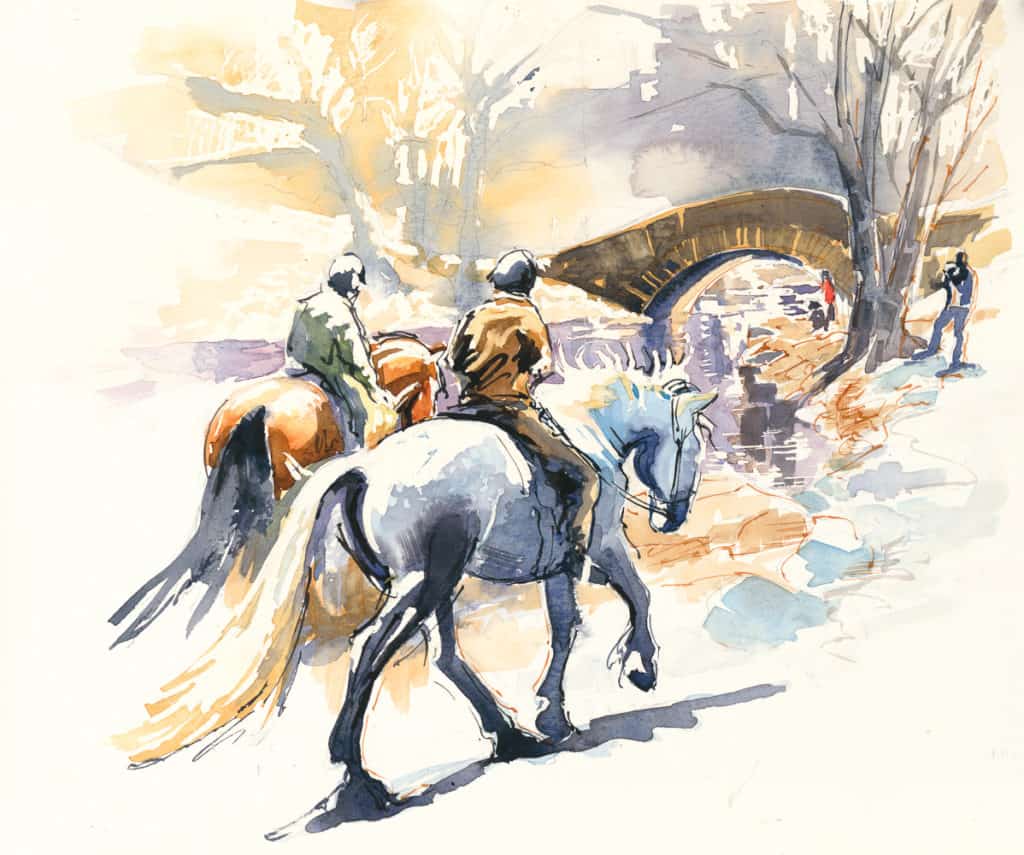Two Horses In Central Park Art Print | Jen Brandon Studio